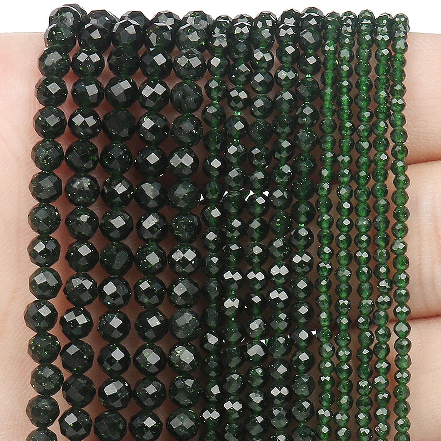Бусины из авантюрина зеленые, 3 мм, 110 шт, Green sand