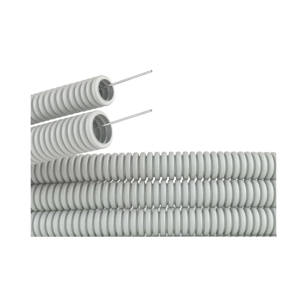 Гофротруба ЭлектроИзоляция d 16 ПВХ серая с протяжкой ЭИ (100) 300001