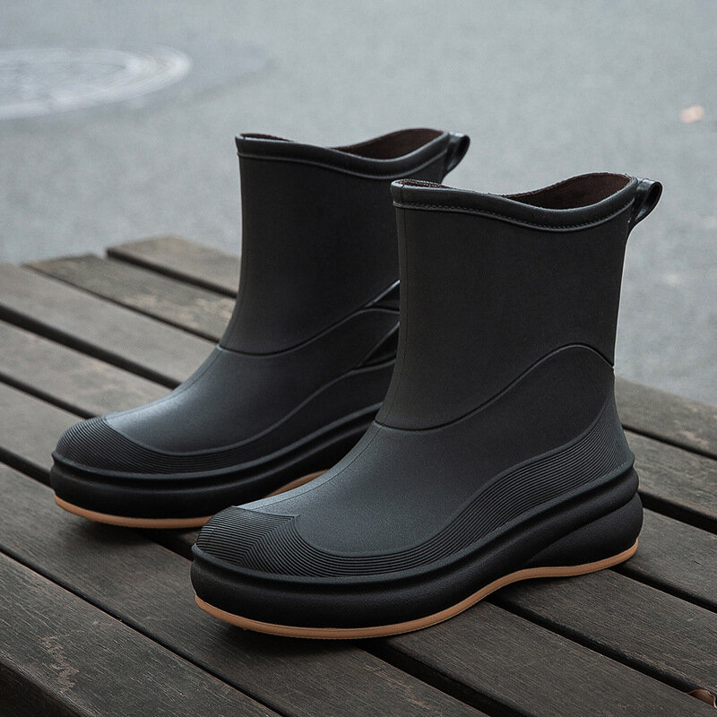 Женские водонепроницаемые резиновые сапоги до середины икры, теплые резиновые сапоги с флисовой подкладкой, съемные теплые короткие резиновые сапоги