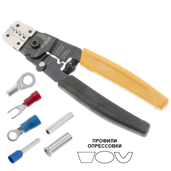 Пресс-клещи для втулочных, изолированных и неизолир. наконечников 0,25-6 кв. мм VSD-06T FSE