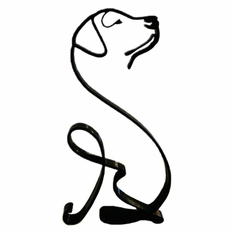 Скульптура собаки из кованого железа, минималистское искусство, настольный орнамент, металлическая статуя животных