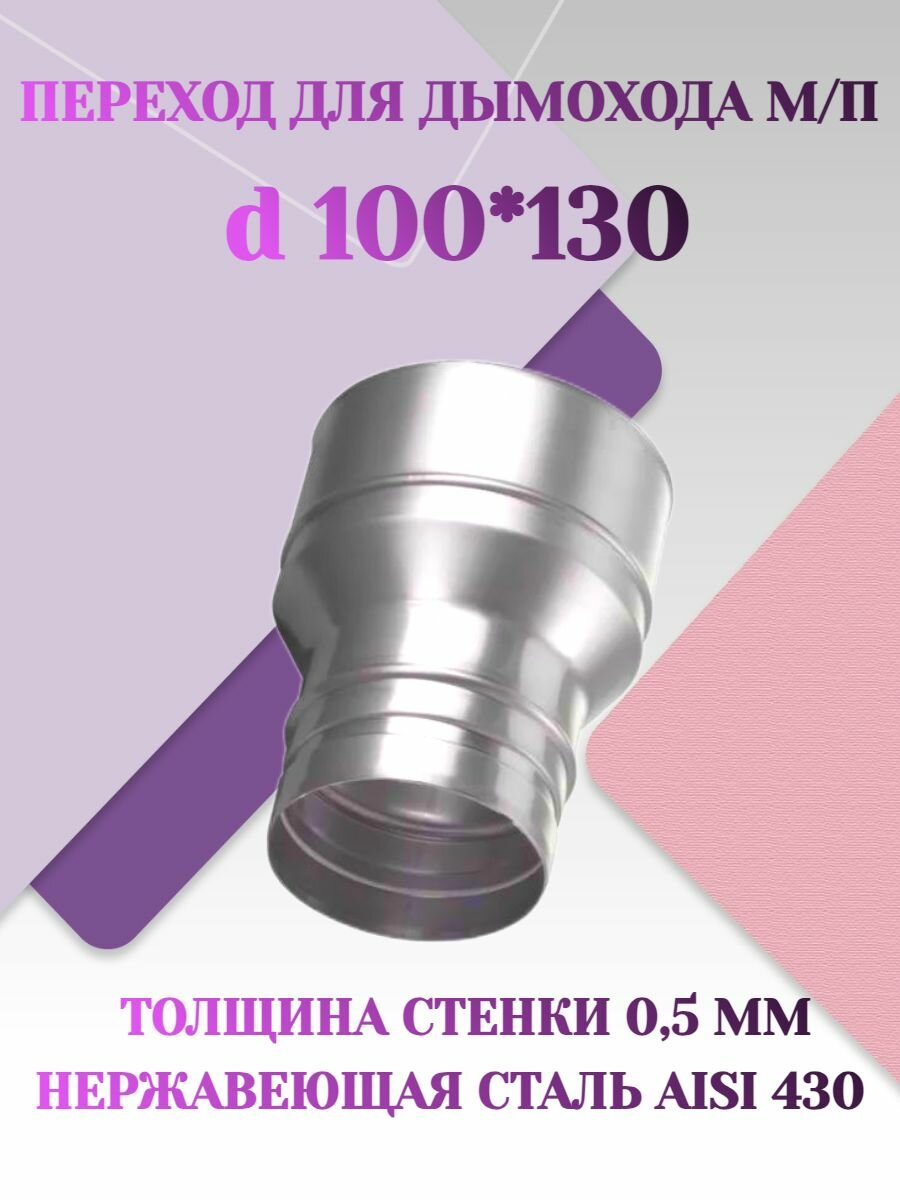 Переходник нержавейка МП 100*130