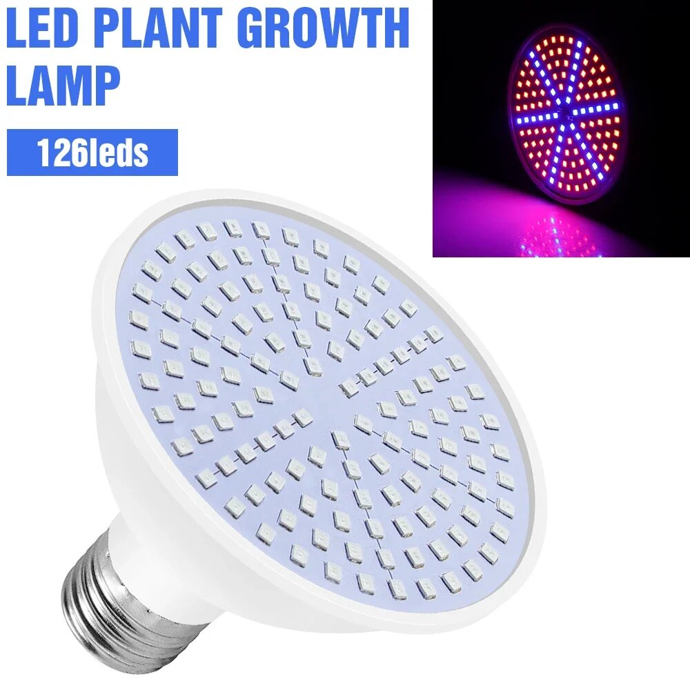 Htomaza светодиодная лампа для растений E27 300SMD2835 полный спектр 220В