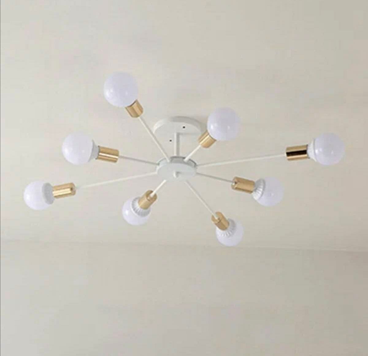 Люстра, скандинавский стиль, под 10 плафонов, цвет золото/белый, Е27, без лампочек и плафонов