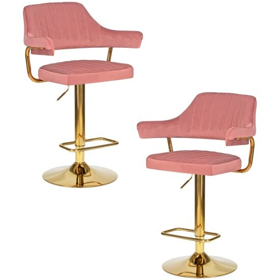 Стул барный Dobrin CHARLY GOLD (розовый велюр (MJ9-32))(2 шт/уп)