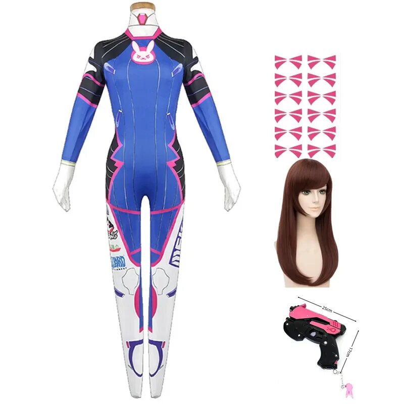 Косплей D.Va Overwatch, костюм + аксессуары, цвет 4pcs A