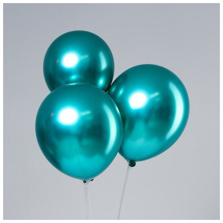 Шар латексный 12" "Хром", металл, набор 5 шт, цвет зелёный