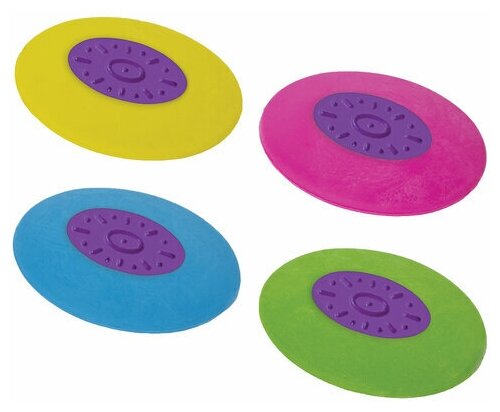 Ластик юнландия "Воздушный шар", 42х30х9 мм, цвет ассорти, круглый, фиолетовый пластиковый держатель, 228726 (цена за 1 ед. товара)