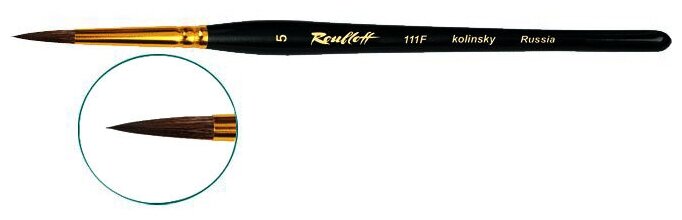 Кисть колонок круглая 1 на короткой ручке матовая с укороченной вставкой Серия 111F ЖК1-01,0FЖ