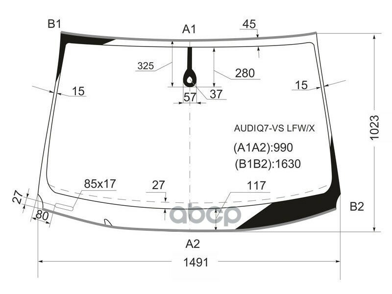 Стекло лобовое (Датчик дождя/ Молдинг) Audi Q7 05-15 XYG арт. AUDIQ7-VS LFW/X