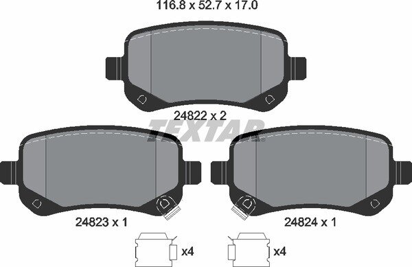 Колодки тормозные задние CHRYSLER DODGE FIAT VOLKSWAGEN TEXTAR 2482201