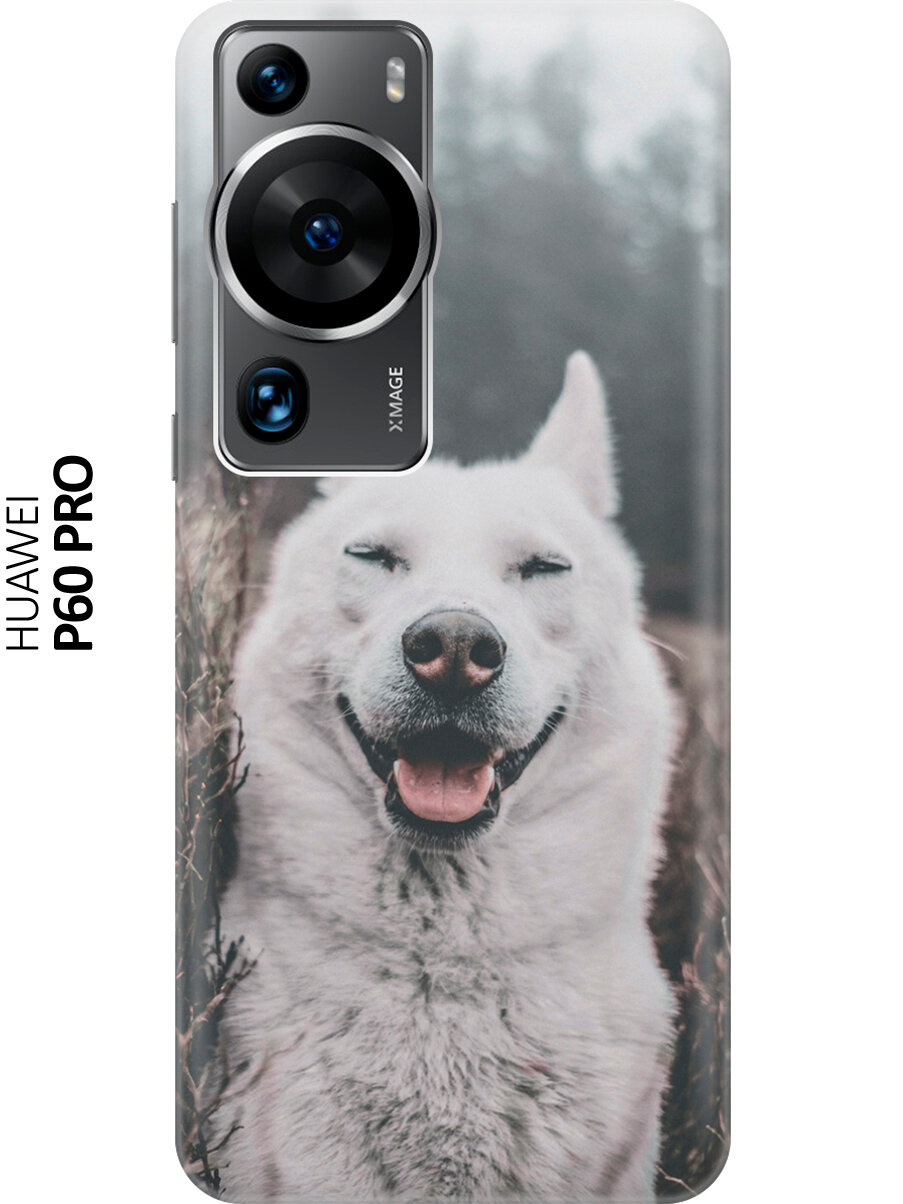 Силиконовый чехол на Huawei P60 Pro, Хуавей П60 Про с принтом "Довольный пес"