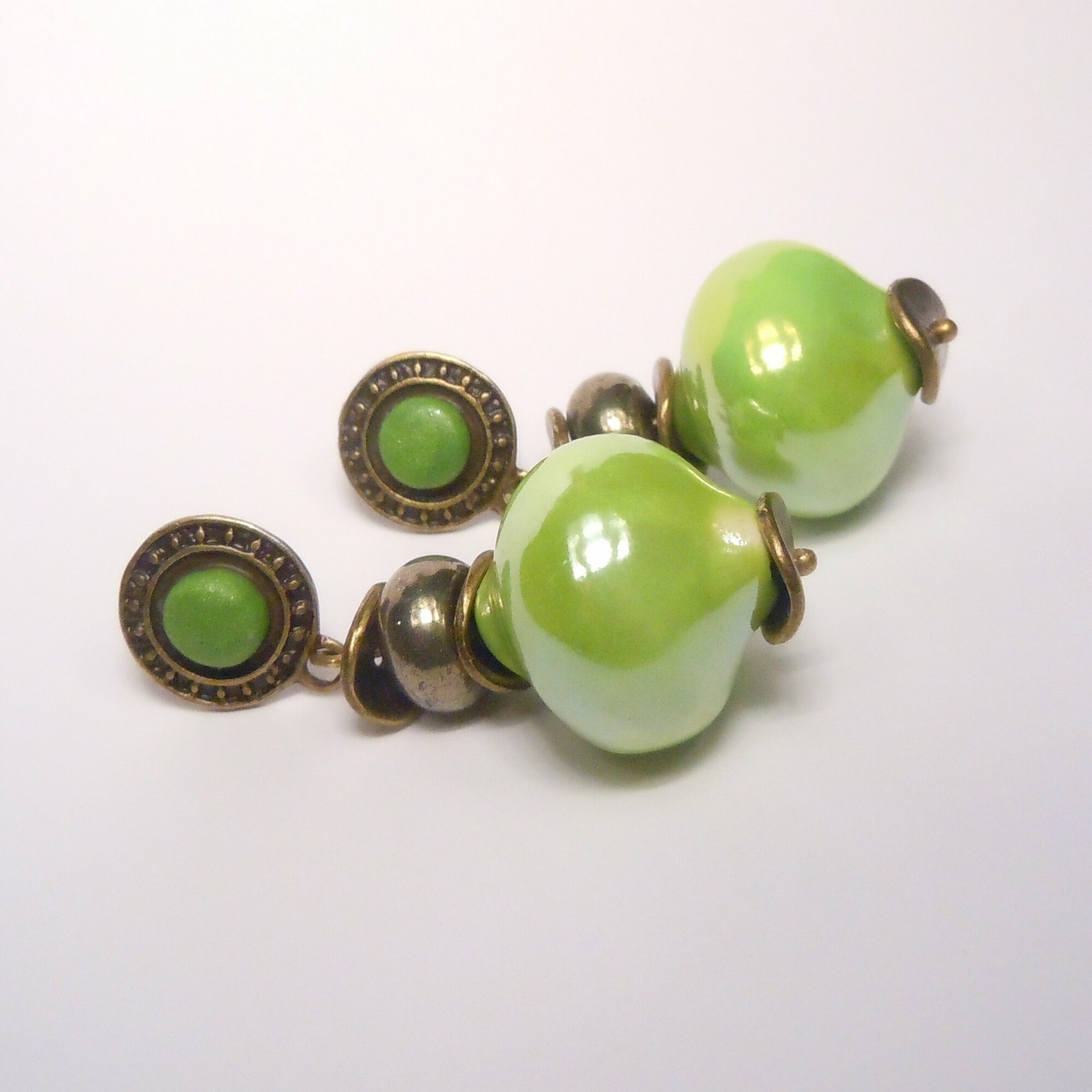 Серьги пусеты, двусторонние, гематит, керамика