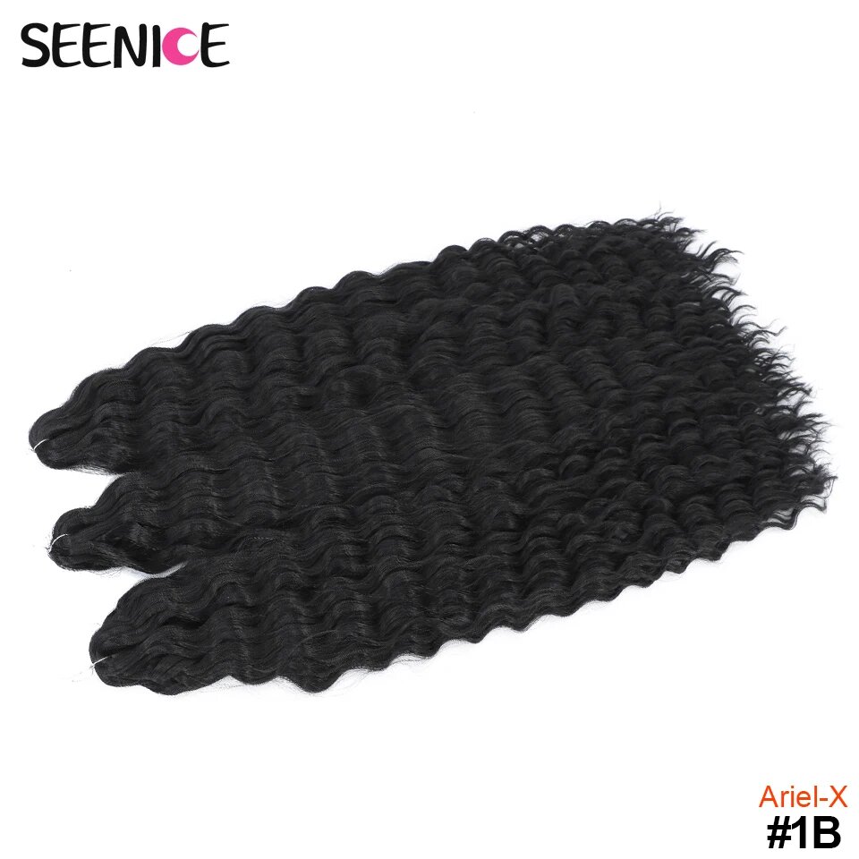 Синтетические волосы SEENICE Ariel Curl Water Wave Twist 50 пучков 22inches-55cm, 3 шт./лот, # 1Б