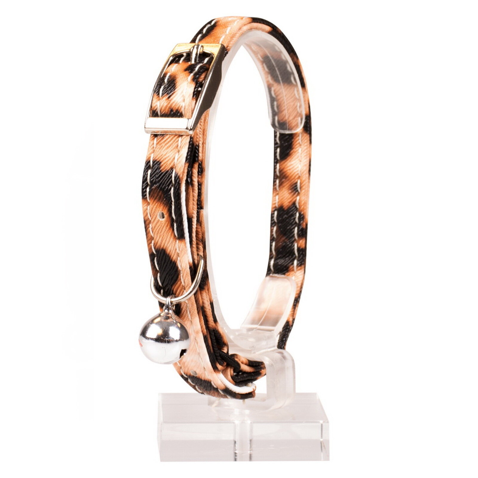 Ошейник для кошек нейлоновый с бубенчиком DUVO+ "Леопард", светло-коричневый, 20-30см/10мм (Бельгия)