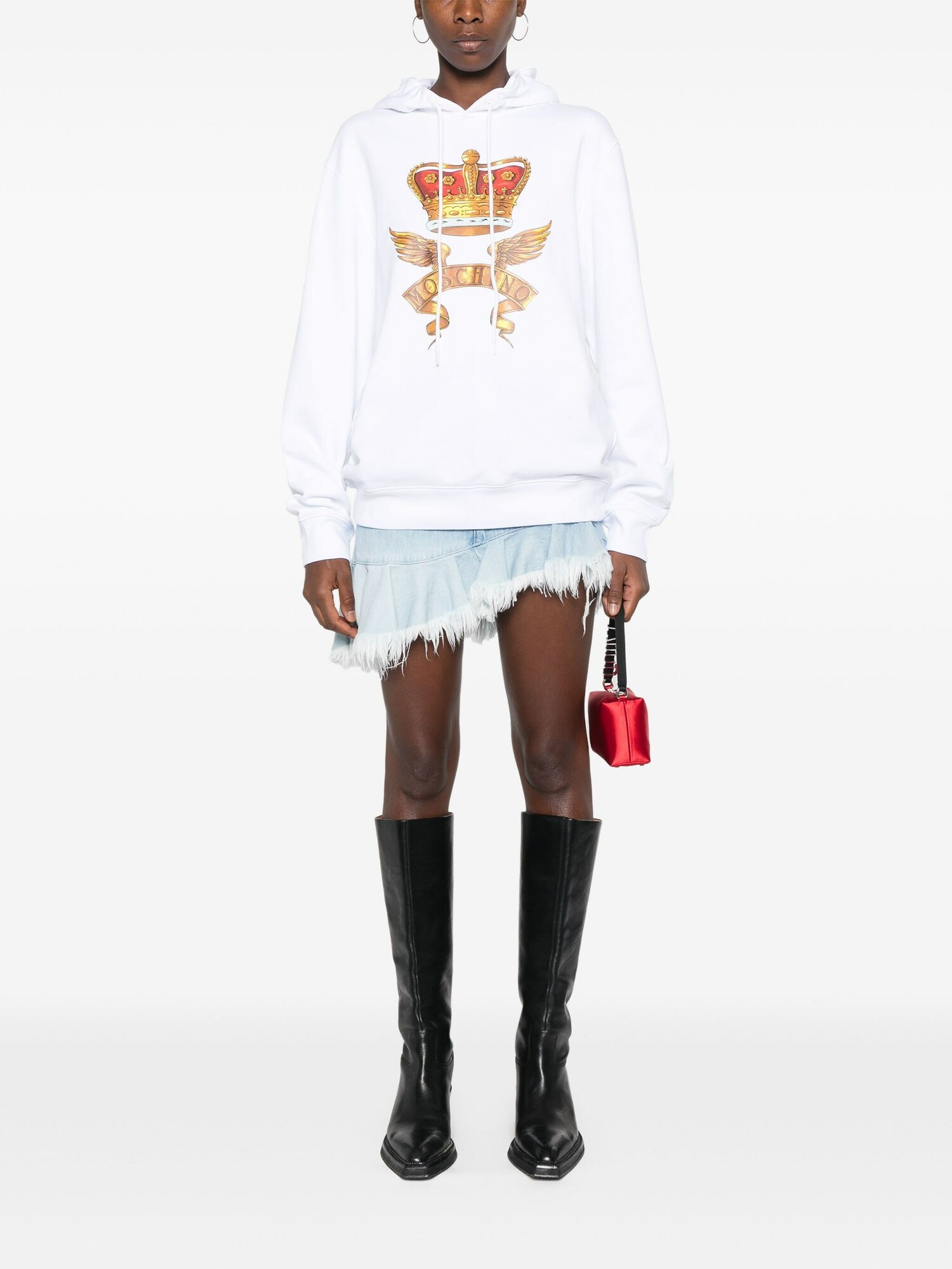 Худи MOSCHINO, размер 40, , бежевый/белый — фото 1