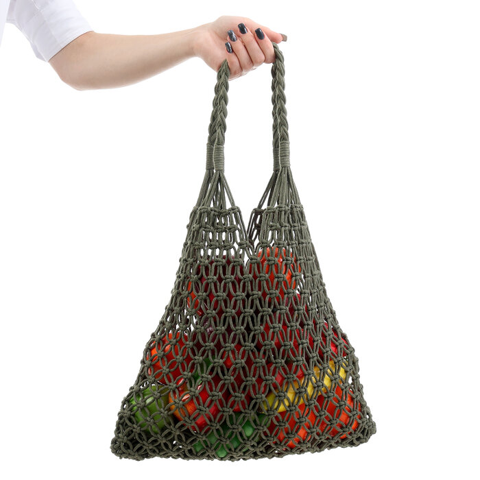 TAKE IT EASY Сумка-авоська хозяйственная, клетка 3.5 см, зелёная