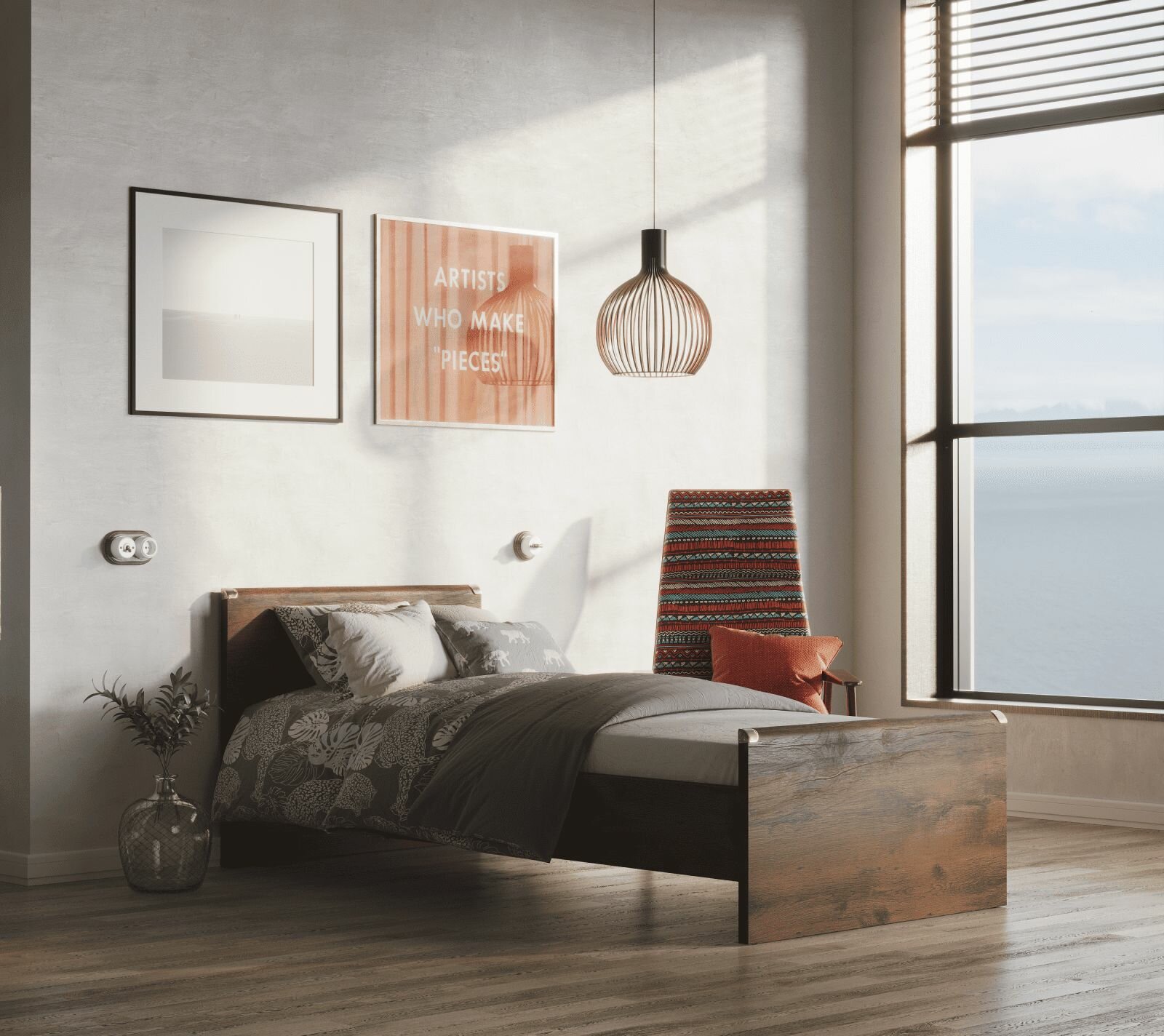 Кровать односпальная индиана JLOZ90x200, дуб саттер, 90х200 см, с ортопедическим основанием