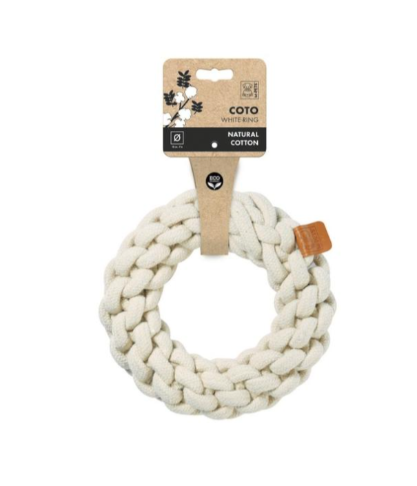 Игрушка для собак COTO кольцо белое 18см (хлопок) Mpets