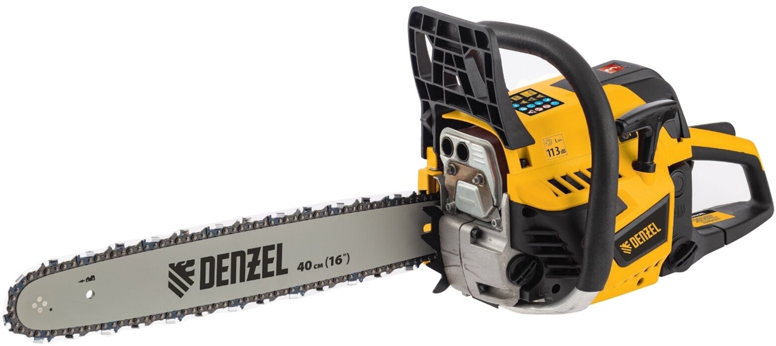 Пила цепная бензиновая Denzel DS-4516 (шина 40 см, 45см3, 2,5 л. с, шаг 0,325, паз 1,5 мм, 64 зв) 95236