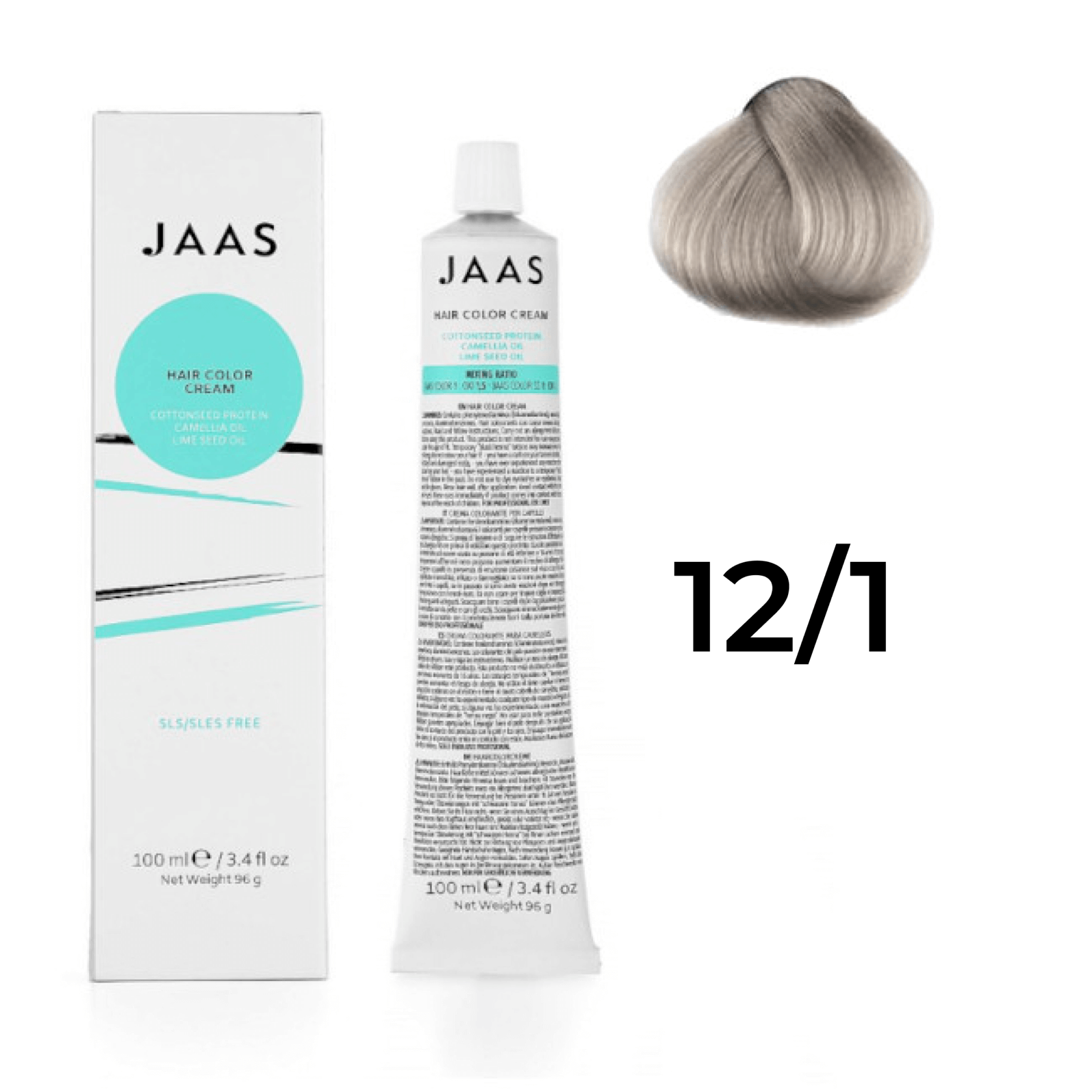 Крем - краска для волос профессиональная Jaas 12/1 Суперосветляющий блонд Пепельный 100 мл