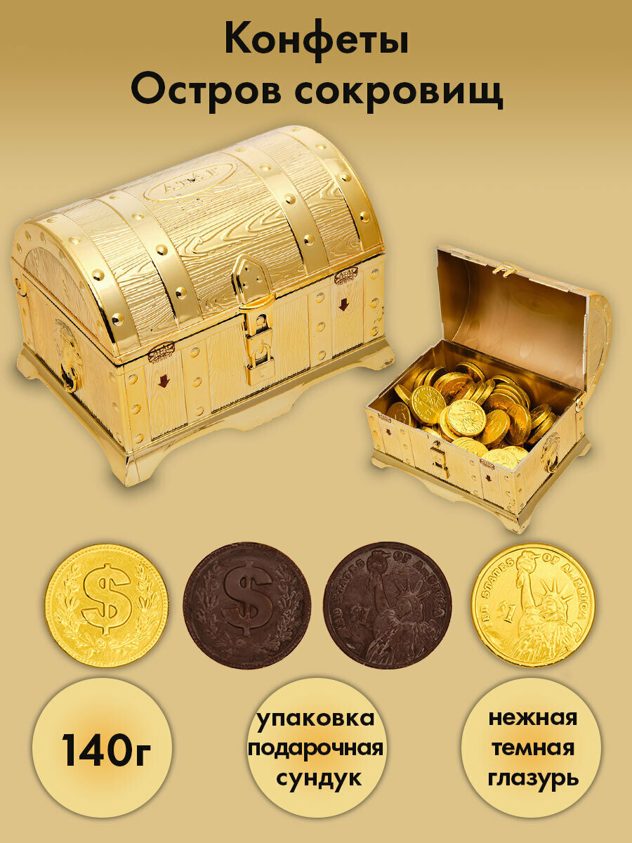 Конфеты 'Остров сокровищ' тёмный шоколад, 140 г