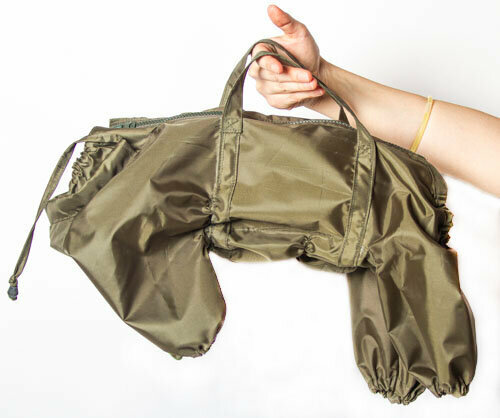 Комбинезон-дождевик для КАВАЛЕР-КИНГ-ЧАРЛЬЗА-СПАНИЕЛЯ суки, с ручками, повышенной прочности, цвет хаки