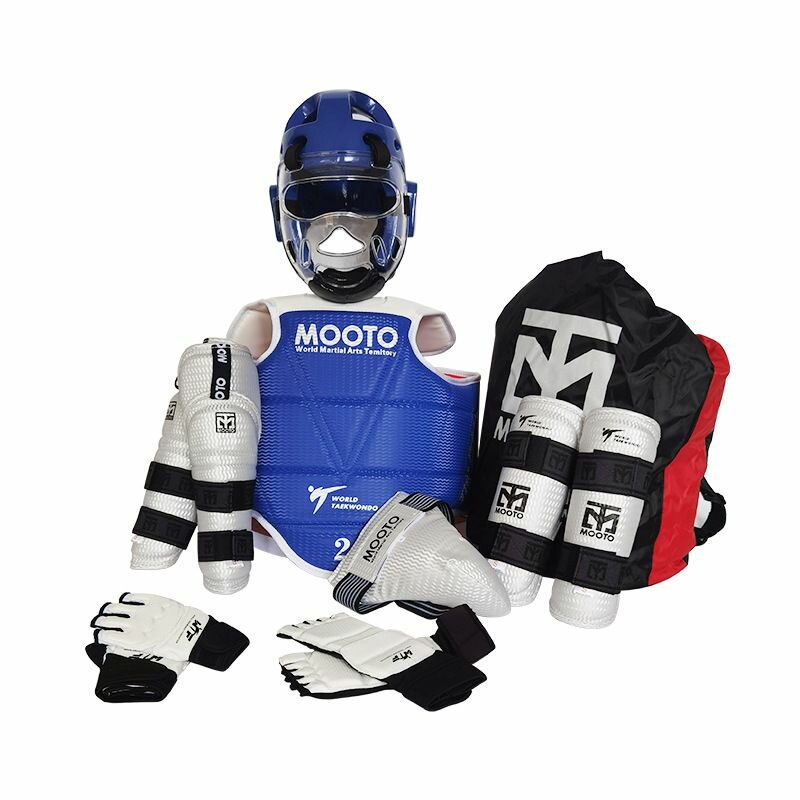 Защитное снаряжение для тхэквондо, 8 комплектов гидрокостюма (защита для рук, включая налокотники, маски, перчатки, чехлы для ног), все в одном комплекте.130-150cm