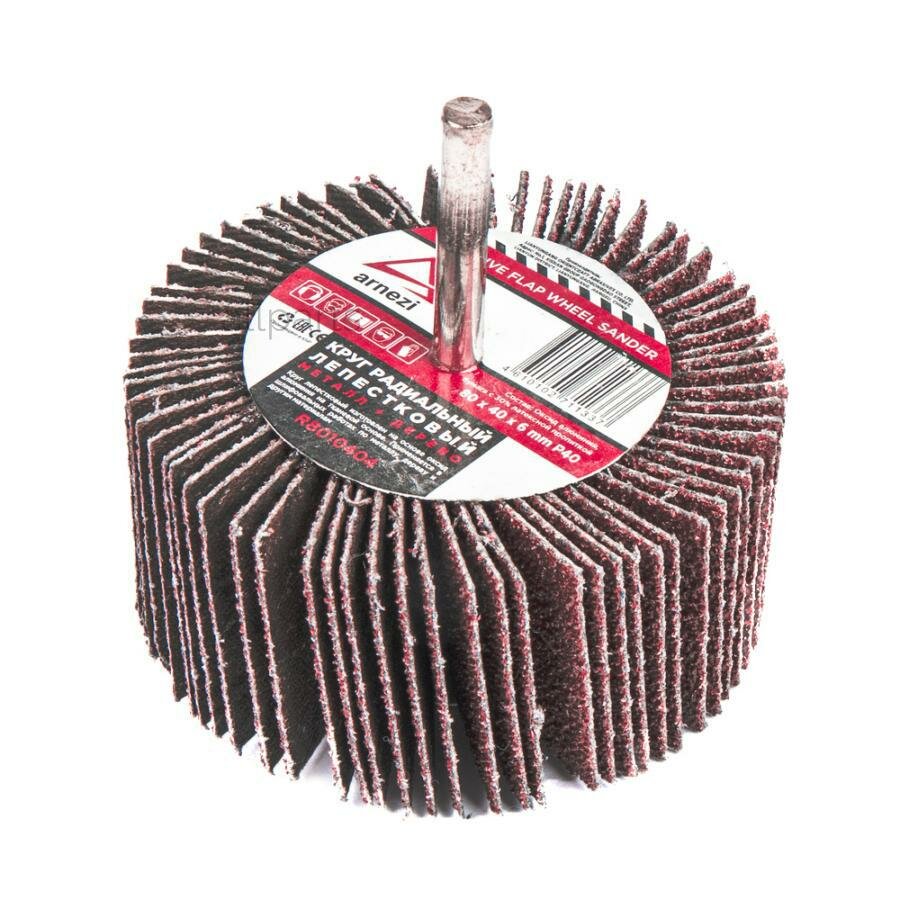 ARNEZI R8010404 Круг лепестковый для дрели радиальный 80x40x6 мм P40 ARNEZI R8010404