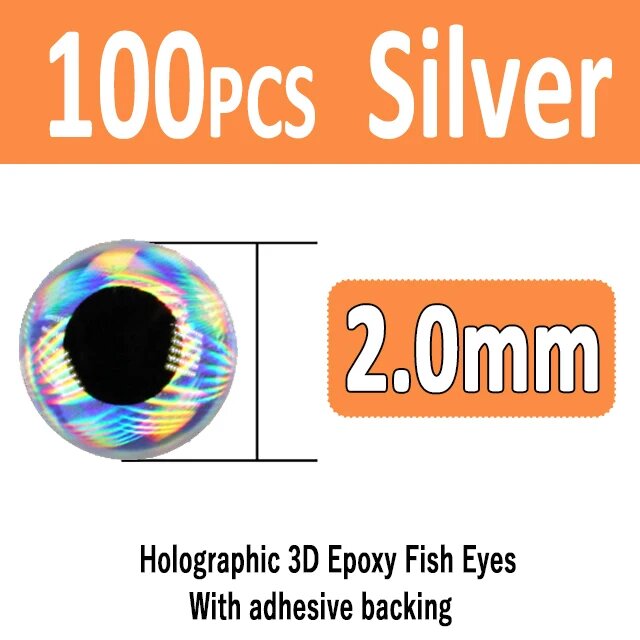 100 шт. 3D глаза для приманок Wifreo 3-20 мм Silver 2mm 100pcs