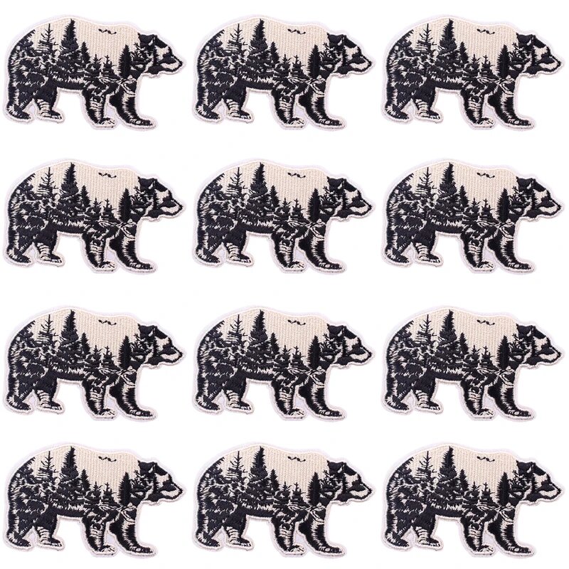 Пражна вышитые нашивки медведь 10 шт Серый, PE8418CT