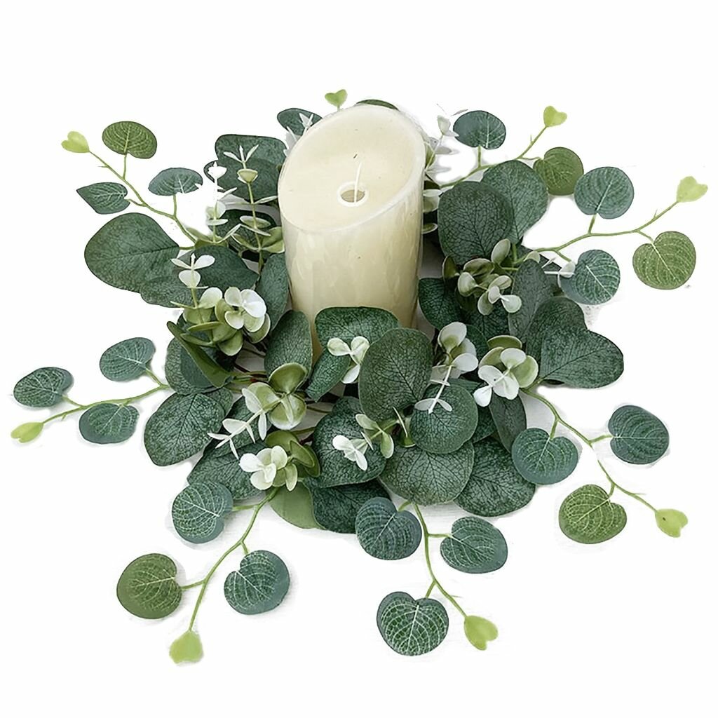 Искусственная гирлянда-кольцо для свечей из леденцовых листьев эвкалипта