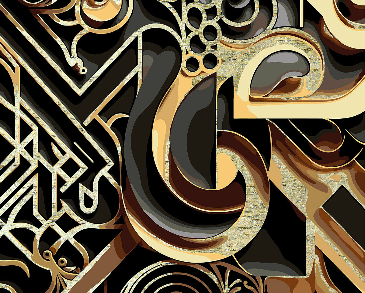 Фрея PNB/PLPT-244-TC57 Набор для раскрашивания по номерам с поталью 50х40 см Золотой иероглиф