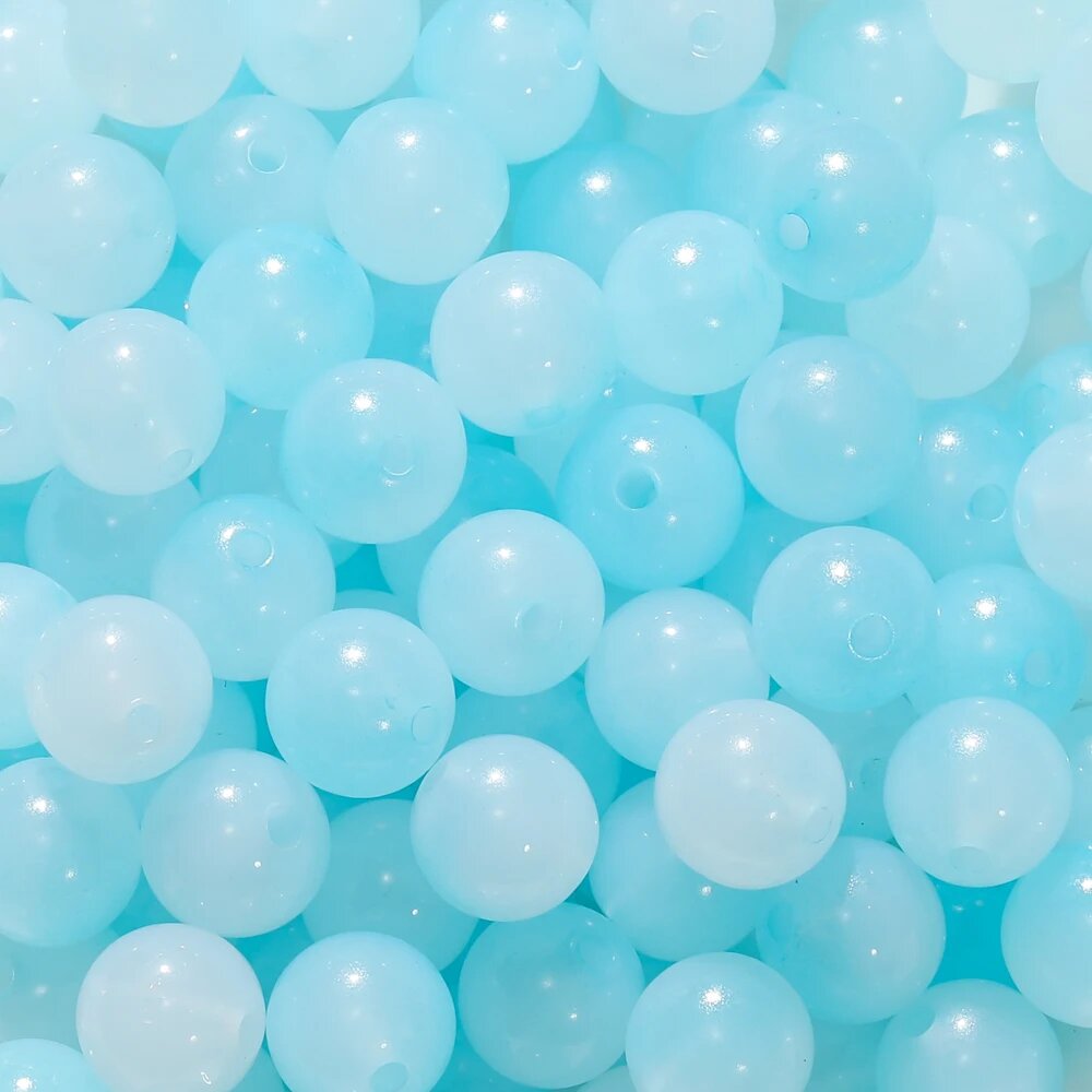 Акриловые бусины St.kunkka круглые 8/10 мм 50 шт 10mm x 50Pcs, Голубой, blue white