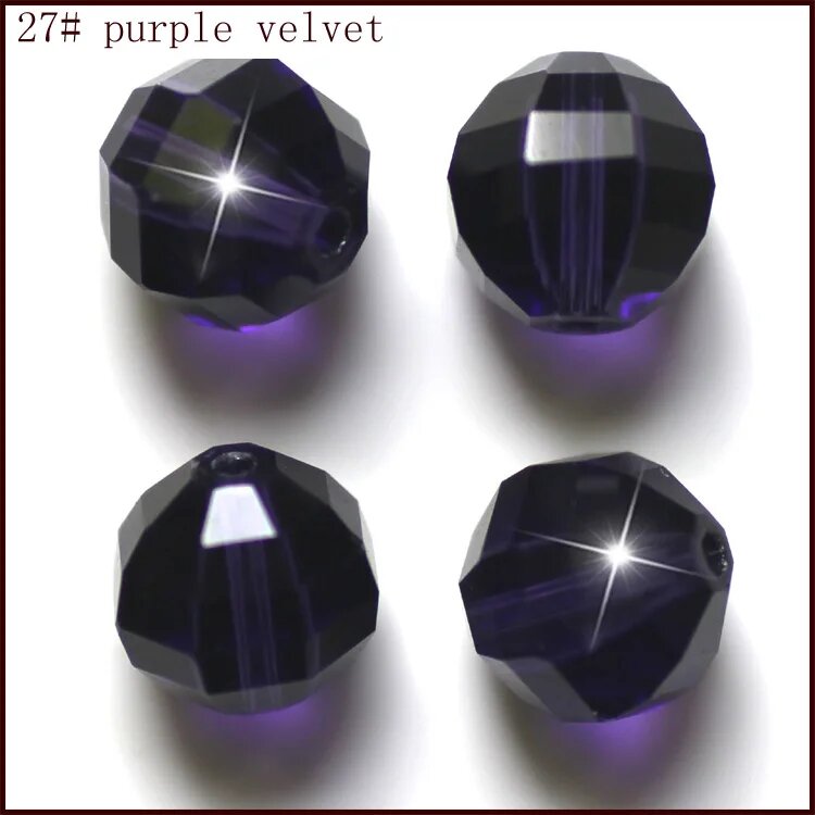 Стеклянные бусины AAA круглые граненые 48 граней 10 мм 50 шт Фиолетовый, purple velvet