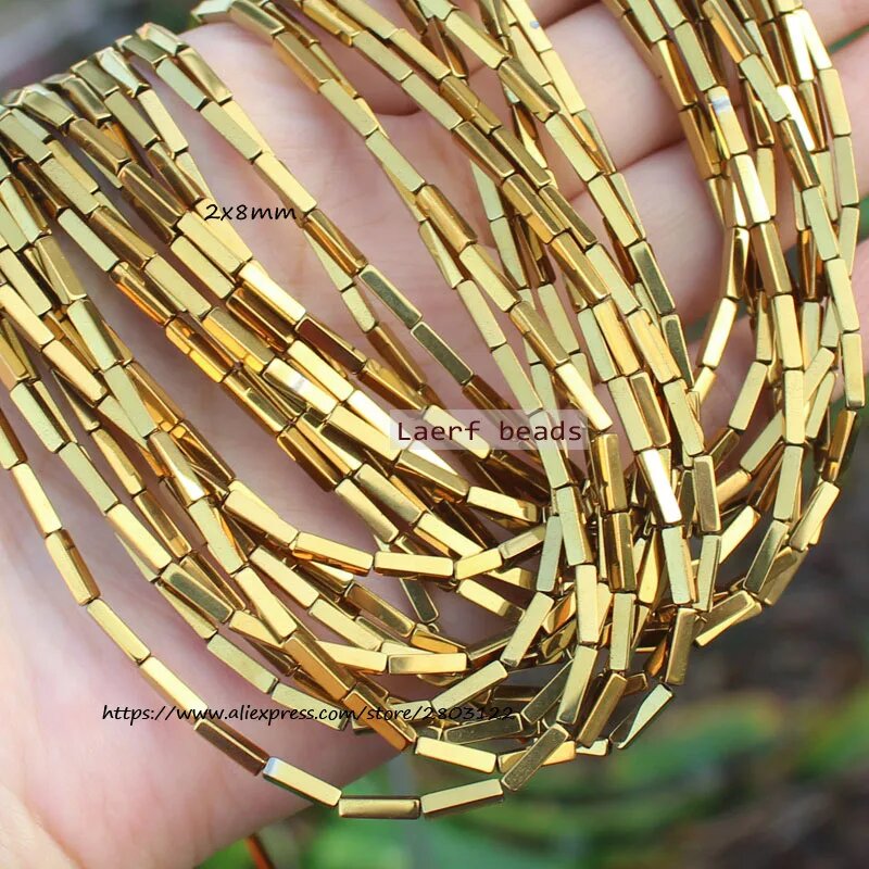 Квадратные разделители бусины из гематита laerf beads 2x8mm 48pcs