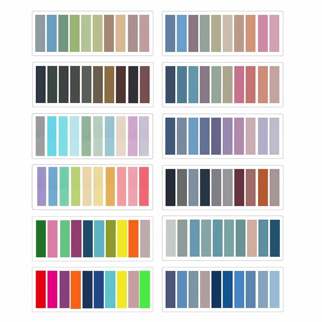 (1 комплект) Наклейки Morandi color index для заметок Post-it-12 листов