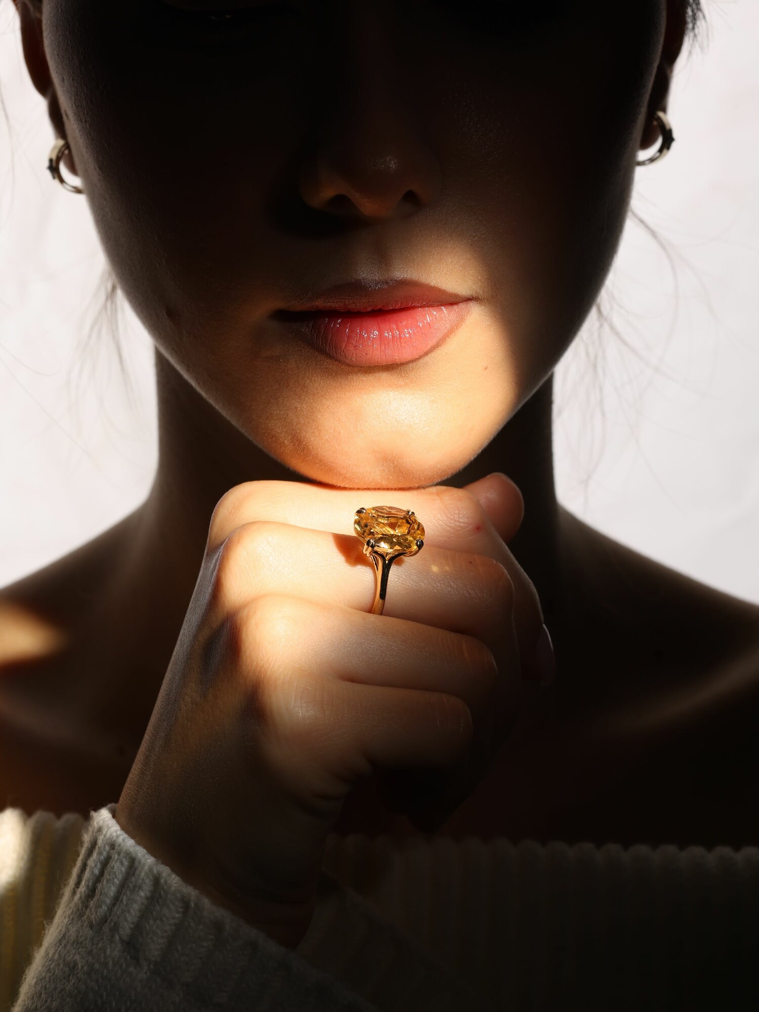 Кольцо, желтое золото, 585 проба, цитрин