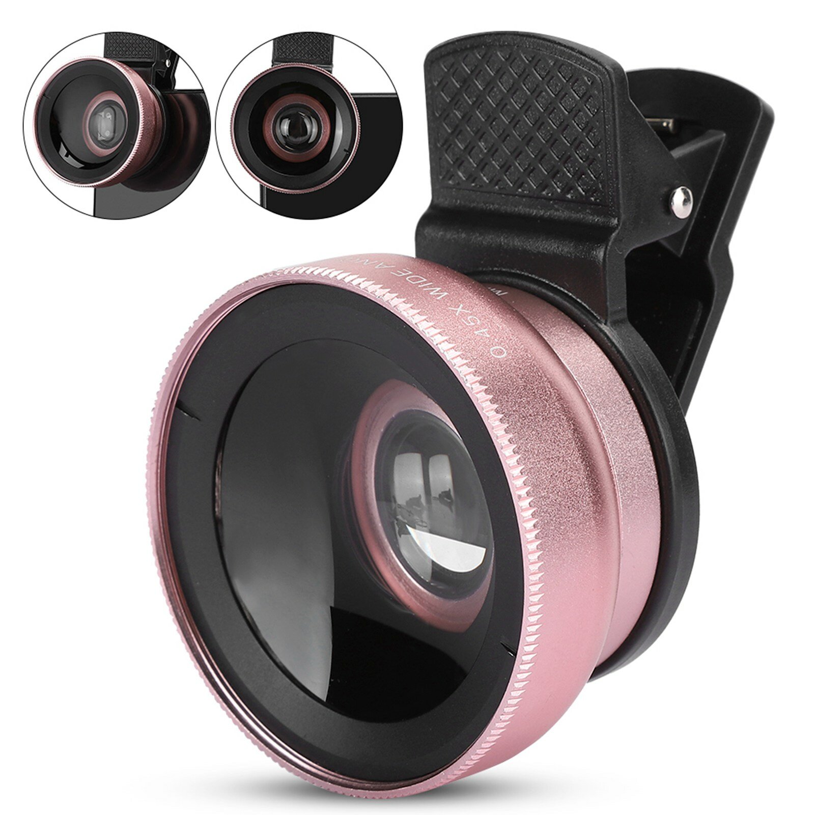 2 в 1 Объектив для телефона 0.45X Широкоугольный и 12.5X Макрообъектив для мобильных телефонов, ABS, Цвет как на картинках, Вес 91г, Размеры Широкоугольного 5.2x1.7см, Макро 4.1x1.3см, Клип 6.2x4.2x2.6см, Максимальный разрыв клипа 3см, В комплект 1