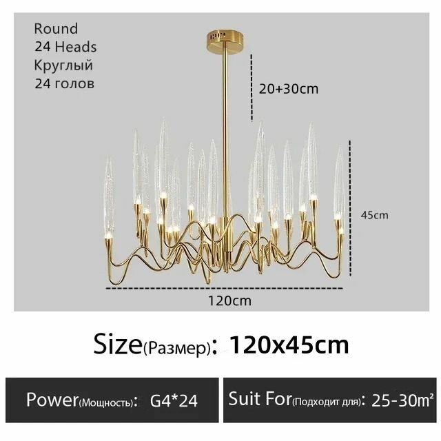 Artpad Хрустальная люстра D120cm 24 голов, G4,3000k, для гостиной и Ресторан — фото 1