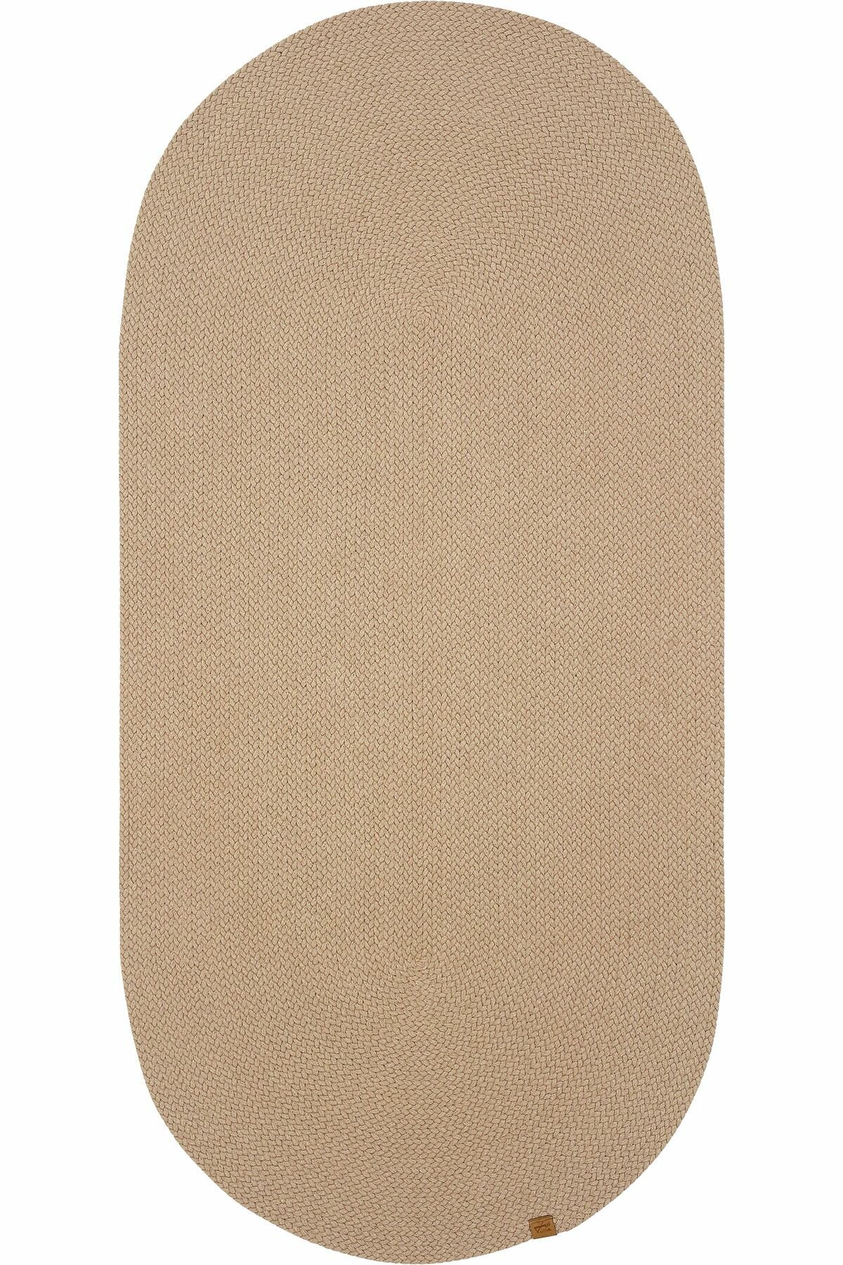 Овальный коврик Cool Hali Glenn 608 60x100 см с плетеной текстурой цвета медовый беж (светло-бежевый)