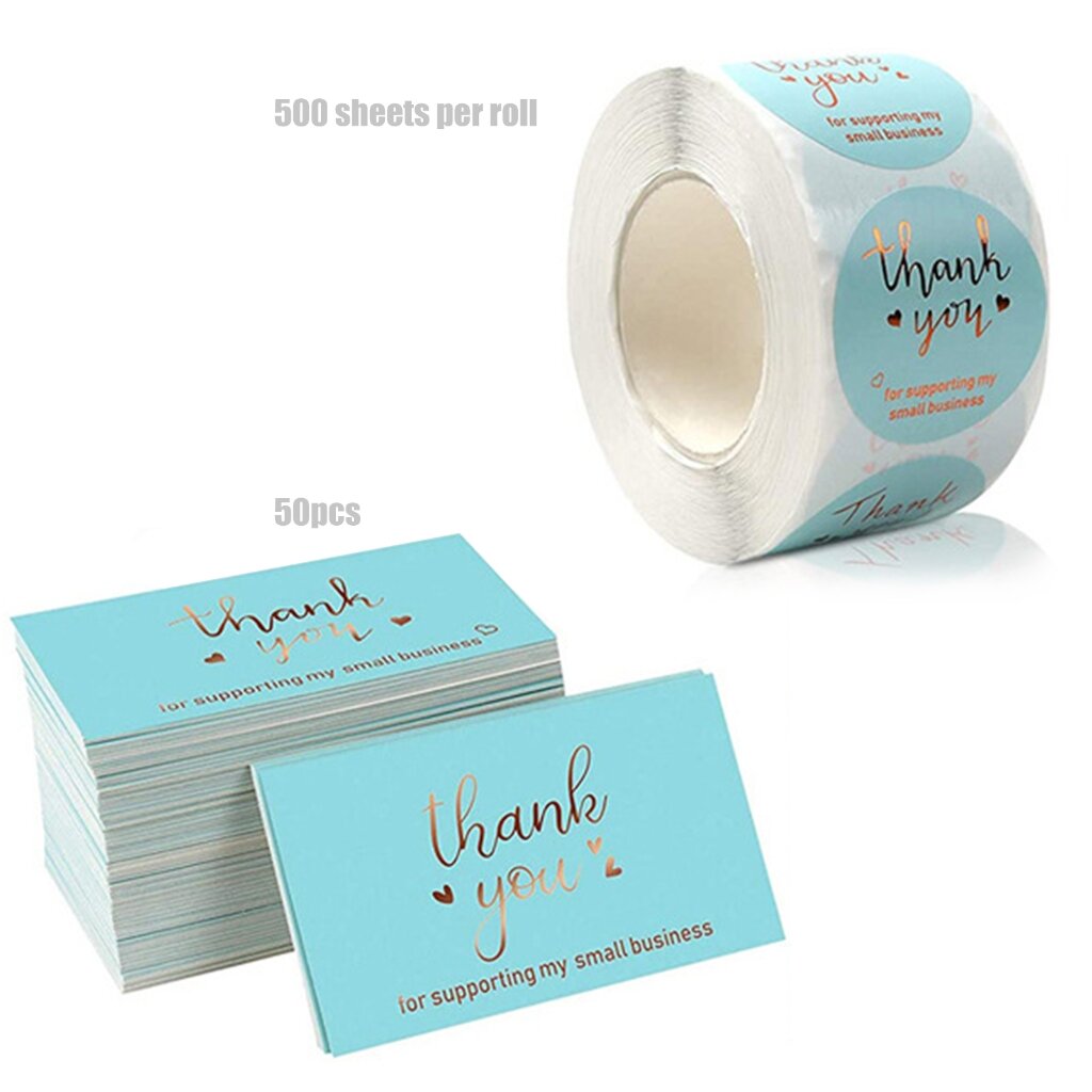 Синяя бронзовая открытка С благодарностью love THANK YOU, набор Наклеек "Спасибо"