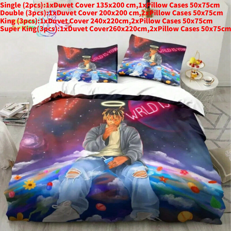 Набор постельного белья рэп певец juice wrld для подростков для отдыха и комфорта односпальный 135x200см