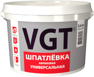VGT Шпатлёвка универсальная для нар/внутр работ (влагостойкая) 3.6 кг