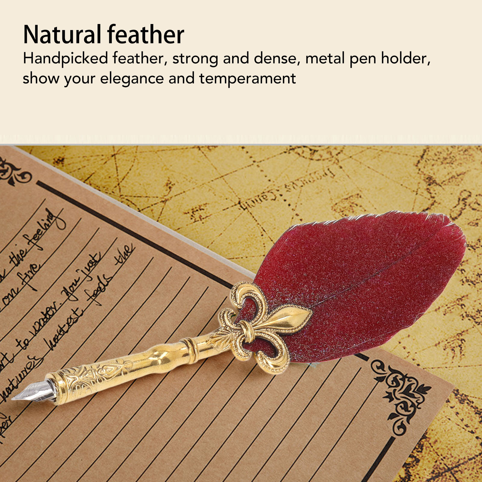 Набор гусиных ручек и чернил, винтажный элегантный глянцевый набор для письма изысканных цветов, набор перьевых ручек и чернил с сургучом, винно-красный