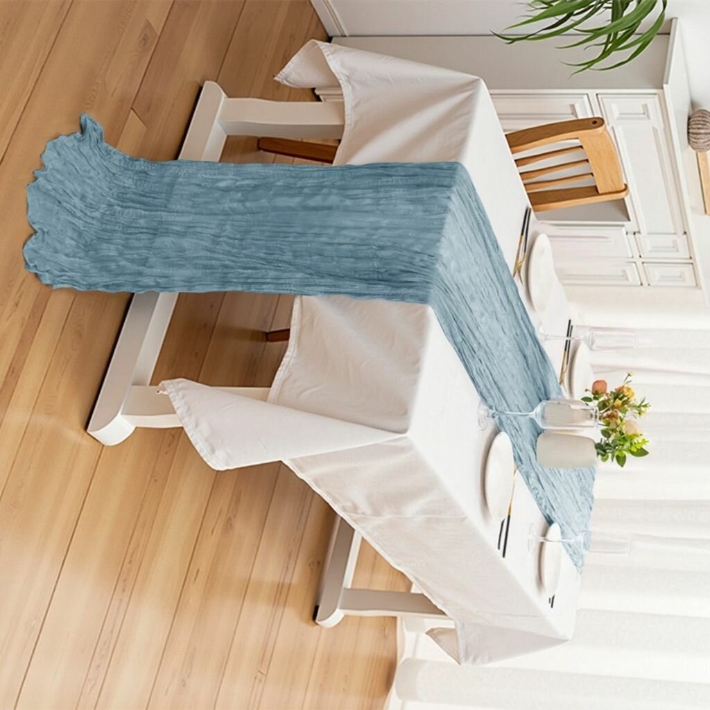 Новый настольный флаг из мятой балийской марли-серо-голубой-80 на 300 см