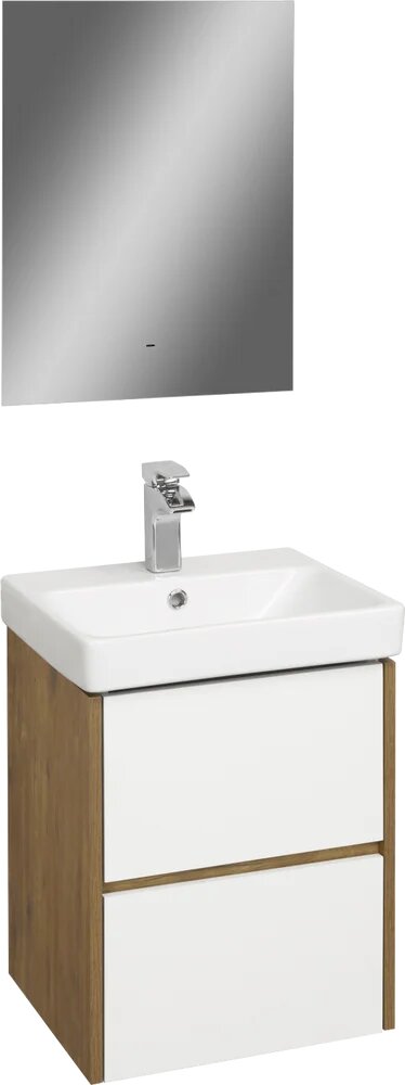 Мебель для ванной комнаты AQUATON Сканди 55 дуб рустикальный, зеркало DIWO Элиста