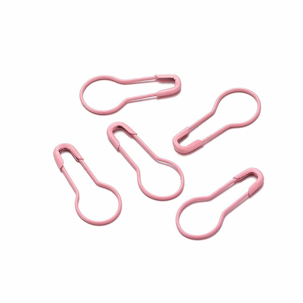 Маркеры для вязания, булавки для вязания металлические, крючки, маркировщик петель, набор 100 шт, размер 21.5х9.5 мм, цвет розовый
