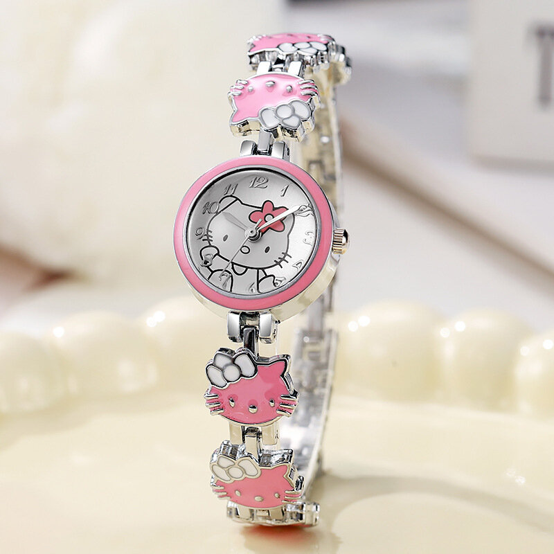 Детские часы, Электронно-кварцевые часы Hello Kitty со стальным браслетом