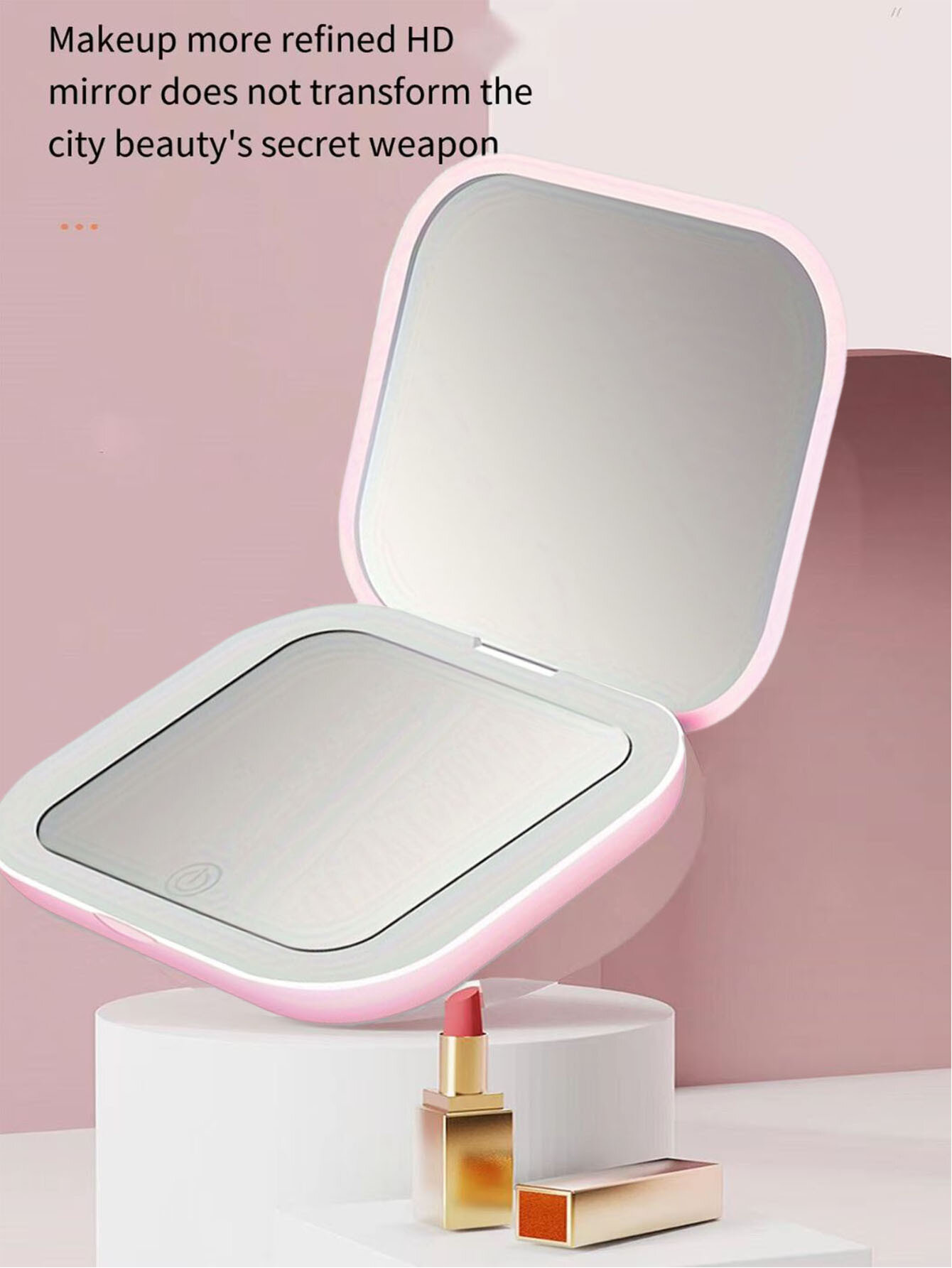 HD Умное зеркало для макияжа 2x LED, умное зеркало с подсветкой, портативное складное ручное маленькое зеркало